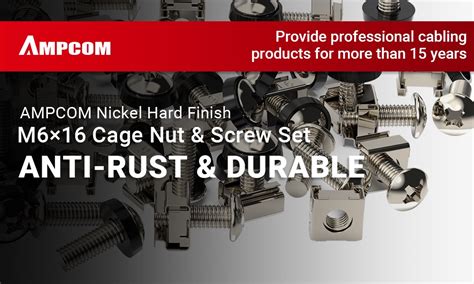 Ampcom M6 X 16mm Rack Mount Cage Nuts Screws And Washers For Rack Mount Server Cabinet Rack