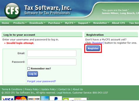 Invalid Login Attempt Cfs Tax Software Inc