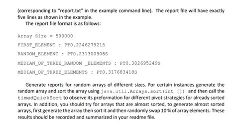 quicksort the task of this project is to implement in