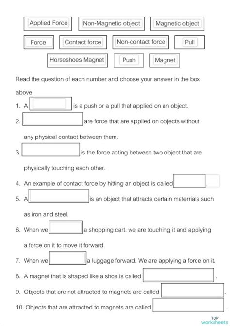 Force Meaning Interactive Worksheet Topworksheets