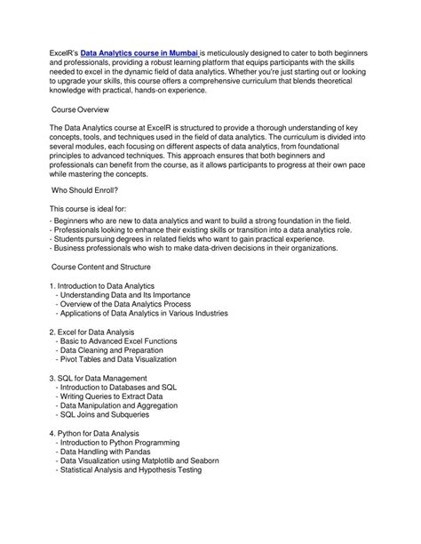 Ppt Excelrs Data Analytics Course In Mumbai Powerpoint Presentation