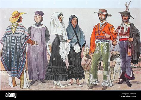 Clothing Fashion In Central America Mexico Early 19th Century Stock