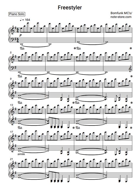 Bomfunk Mcs Freestyler Sheet Music For Piano Download Piano Solo Sku Pso0019400 At