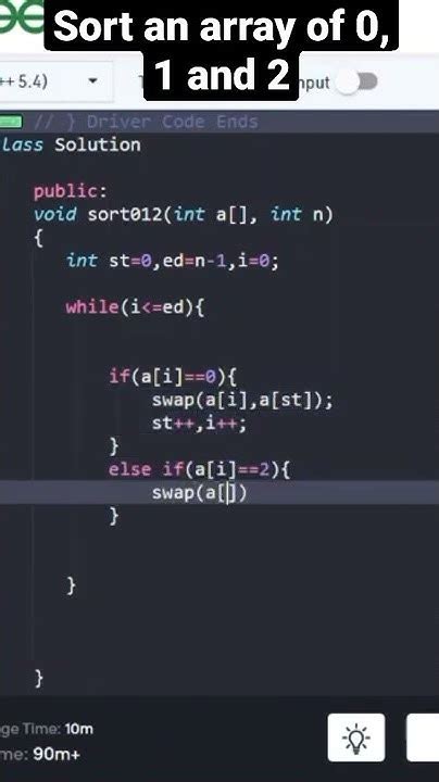 Sort An Array Of 0s 1s And 2s Gfg Practice Problem Solving Shorts Coding Youtube