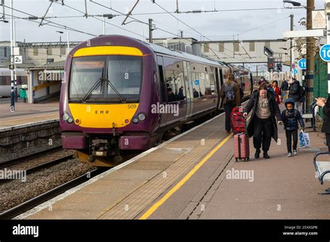 East Midlands Railway British Rail Class 170 Turbostar Train At Station