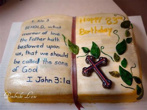 Christian Birthday Cakes Bible Cake With Cross And Leaves Bible