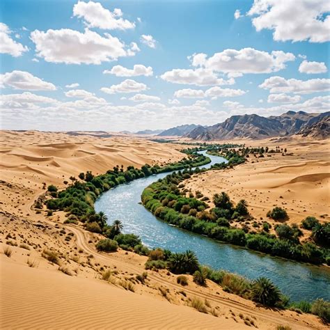 River Flowing Through Desert Landscape A Mesmerizing Scene Ai Art