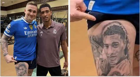 🤯 Real Madrid Superfan Tattoos Jude Bellinghams Face On His Thigh