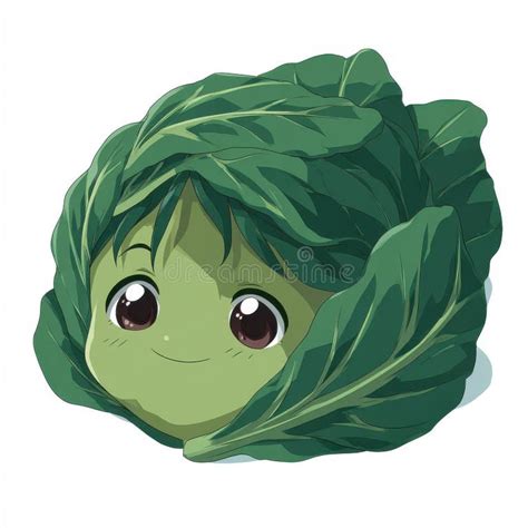 Cute Green Cabbage Cartoon Illustration Stock Illustration Illustration Of Expressive Digital