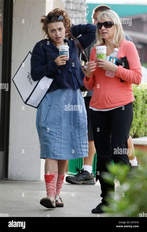 Helena Bonham Carter Seen Leaving Coffee Bean With Friend Wearing A