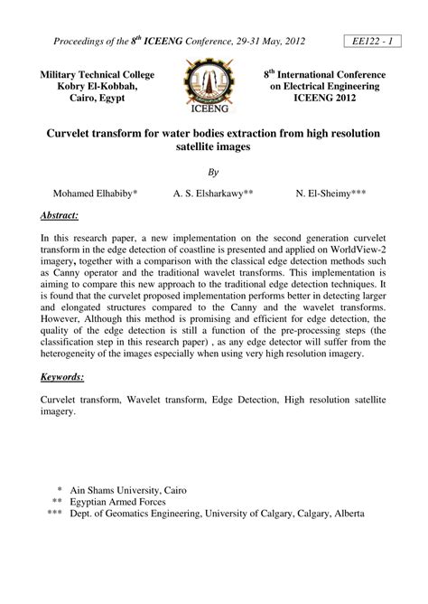 Pdf Curvelet Transform For Water Bodies Extraction From High