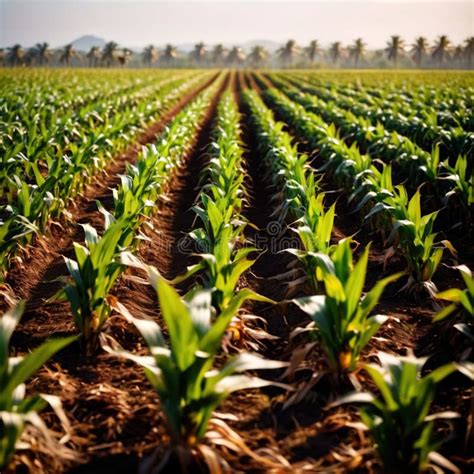 Corn Field Farm Crop Of Maize Agriculture Farm Harvest Stock