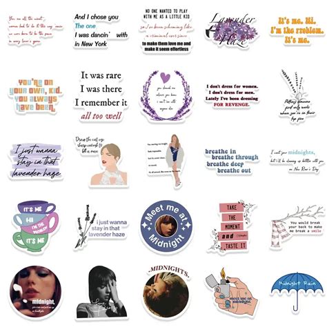 Taylor Swift Song Lyrics Sticker Pack 50pcs Nufsed Sticker