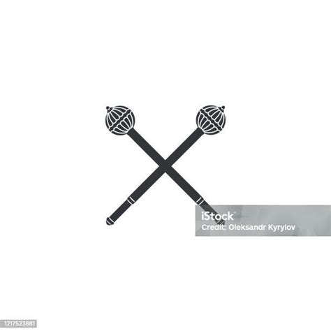 중세 크로스 클럽 실루엣 아이콘입니다 고대 교차 무기 전쟁과 헤럴드 리 개념 흰색 배경에 격리된 스톡 벡터 그림입니다 강철에