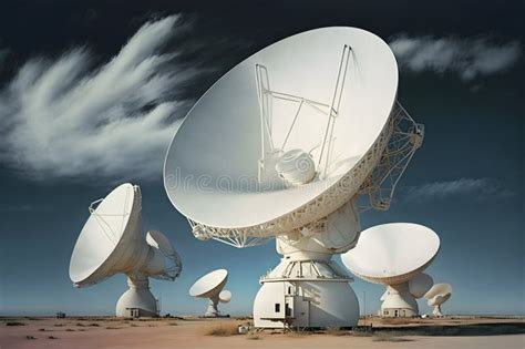 Group Of Radio Telescope Satellite Dishes Vla Very Large Array In