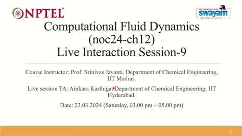 Nptel Computational Fluid Dynamics Jan 2024 Problem Solving Session Week 9 Youtube