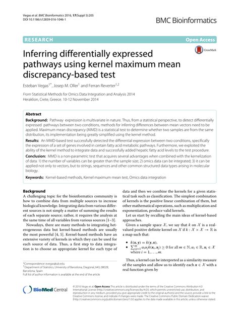Pdf Inferring Differentially Expressed Pathways Using Kernel Maximum Mean Discrepancy Based Test