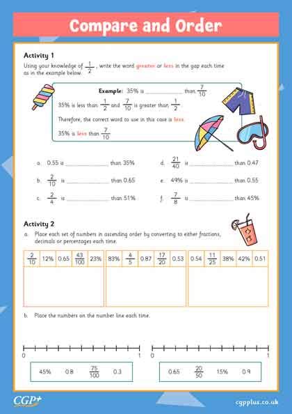 Order Fractions Decimals And Percentages Year 6 Cgp Plus