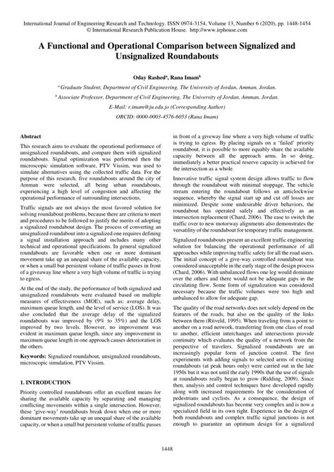 Pdf A Functional And Operational Comparison Between Signalized And Unsignalized Roundabouts