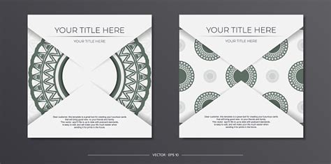 다크 그리스 장식이 있는 고급스러운 화이트 프리투 프린트 엽서 디자인 텍스트 및 빈티지 패턴에 대한 공간이 있는 초대 템플릿 꽃