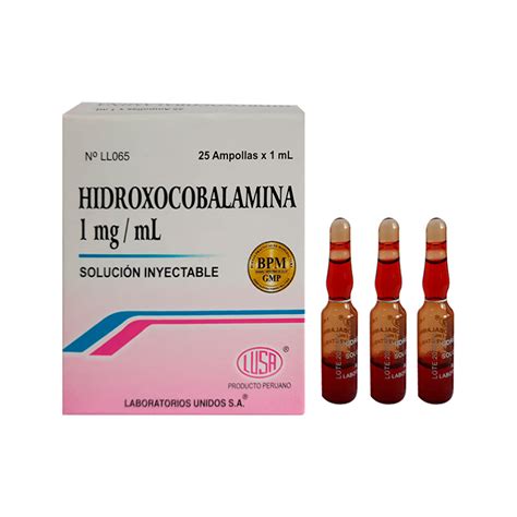Hidroxocobalamina 1mg Ml Lusa Caja Por 25 Ampollas