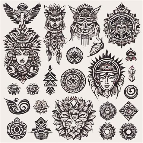 Small Aztec Tattoos For Females Simple Vector Color Tattoo