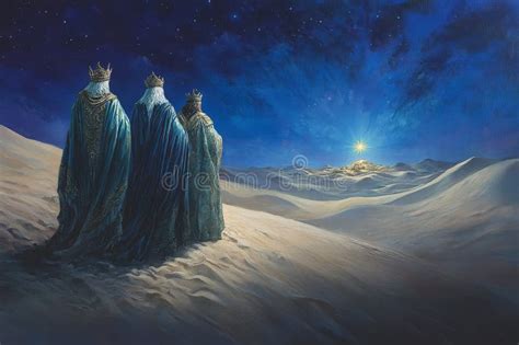 Three Wise Men In Desert Twilight Stock Illustration Illustration Of