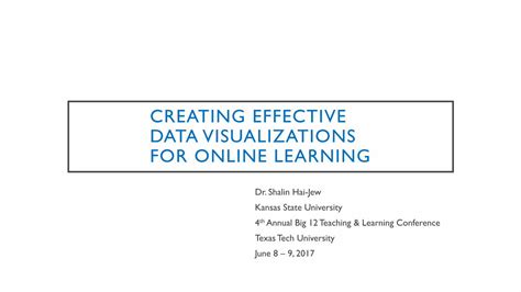 Pdf Creating Effective Data Visualizations For Online Learning