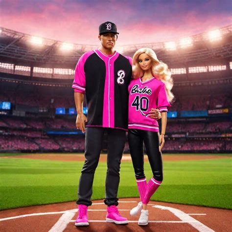 Premium Ai Image Barbie Wearing Colorful Baseball Jersey In A Stadium