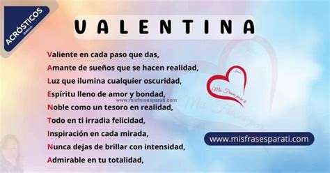 Acróstico para el nombre Valentina