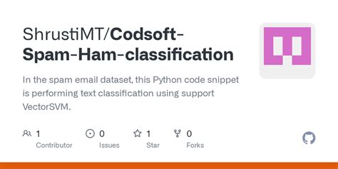Github Shrustimtcodsoft Spam Ham Classification In The Spam Email Dataset This Python Code