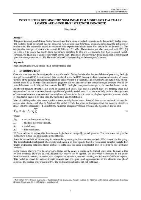 Pdf Possibilities Of Using The Nonlinear Fem Model For Partially