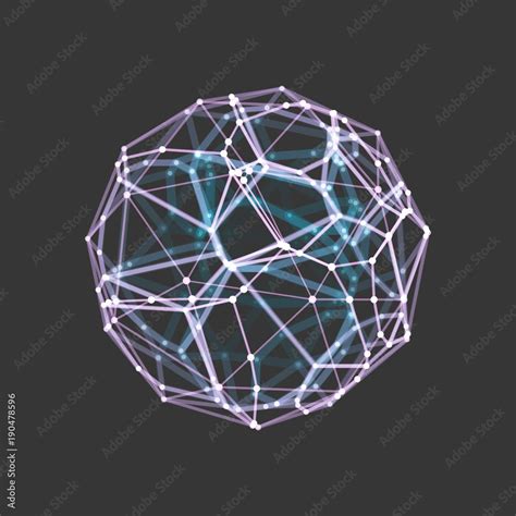 Sphere D Vector Wireframe Object Illustration With Connected Lines And Dots Abstract Grid