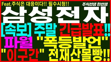 삼성전자 속보 주말 긴급발표 파월 폭등발언 이구간 전재산 몰빵 삼성대응 함께 여기서눌림시 공략 삼성전자 삼성전자주가 삼성전자주가전망 주식선생한