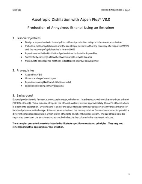 Azeotropic Distillation