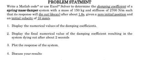Solved Problem Statment Write A Matlab Code Or Use Excel