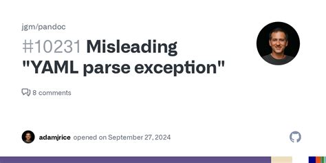 Misleading Yaml Parse Exception · Issue 10231 · Jgmpandoc · Github