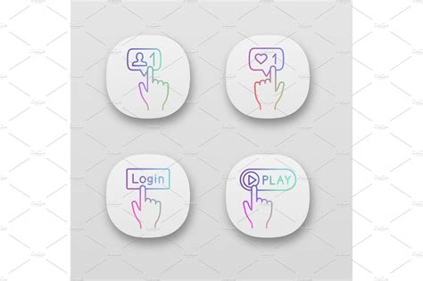 Click App Icons Set Outline Icons ~ Creative Market