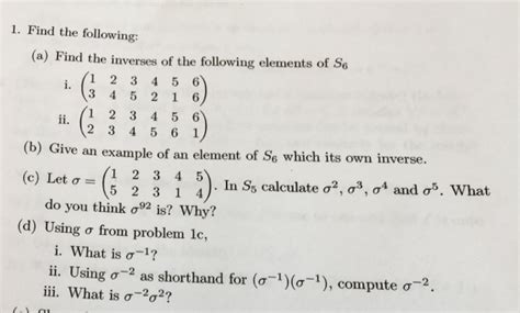 Solved 1 Find The Following A Find The Inverses Of The Chegg Com