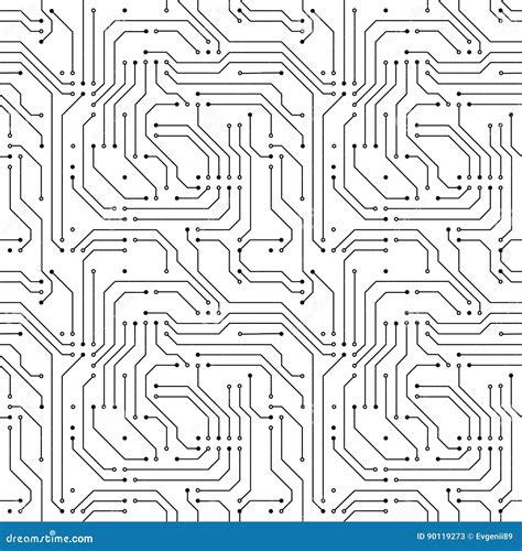 Computer Microchip Seamless Pattern On White Stock Vector Illustration Of Hardware Light