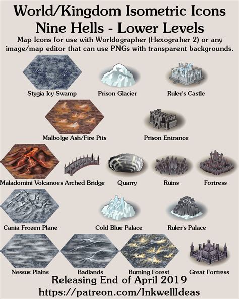 9 Hells Lower Levels Isometric Map Icons Preview Inkwell Ideas