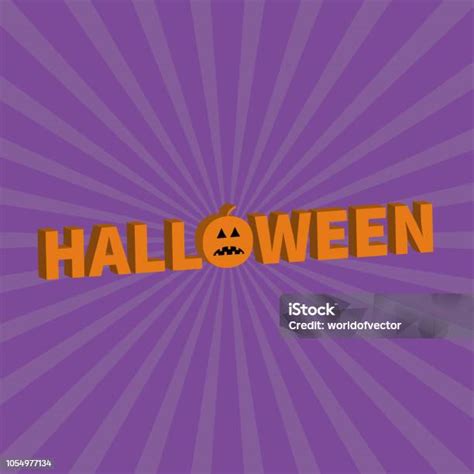 할로윈 레터링과 함께 슬픈 오렌지 호박 실루엣 3d 텍스트 배너 인사말 카드입니다 평면 디자인입니다 보라색 아기 항성 햇살
