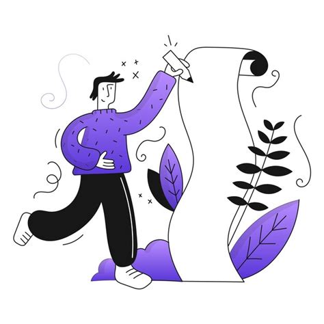 Premium Vector Vector Illustration Of A Young Man Writing In Paper Roller