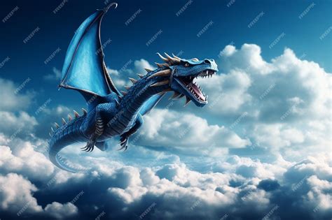 Premium Photo Serpentine Symphony Azure Dragons Melodic Flight