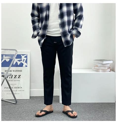 [도보크] S부터 2xl까지 남자 허리밴딩 슬랙스 바지 티몬