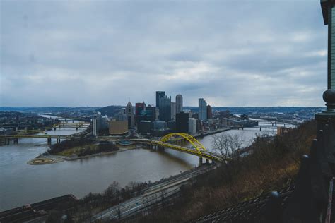 A View Of A City And A Bridge Over A River Photo Free Pittsburgh