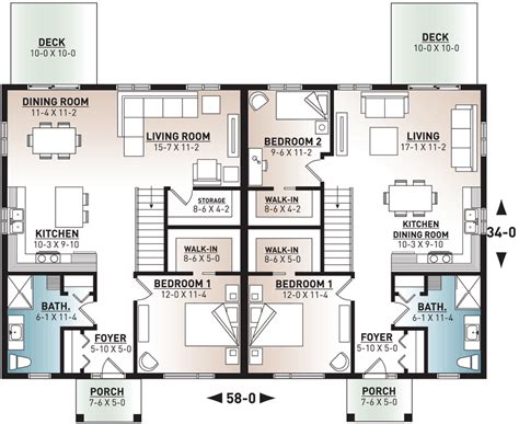 Contemporary Duplex House Plan With Matching Units 22544dr