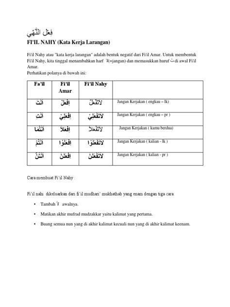 Detail Contoh Fiil Nahi Koleksi Nomer 4