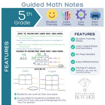 Multiplying Multidigit Numbers Guided Math Notes By Miss Dowling Has Class