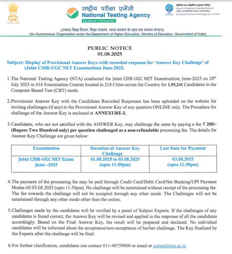 CSIR NET Answer Key 2025 Out Download June Response Sheet PDF